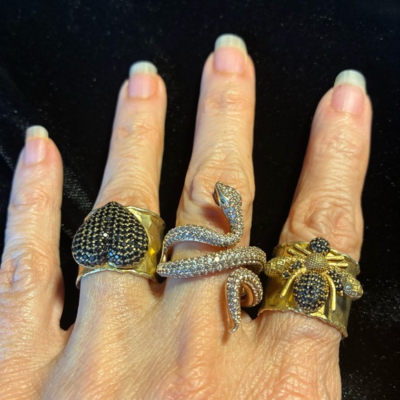 Jewelry | The Alchemy Trio Bee Serpent Heart Statement Rings | Poshmark